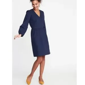 Old Navy | Dresses | Old Navy Waist Defined Wrap Dress Blue Womens Size ...